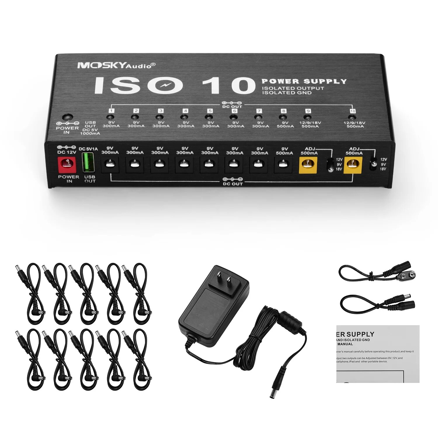 MOSKYAudio ISO 10 Блок питания для гитарных эффектов, US