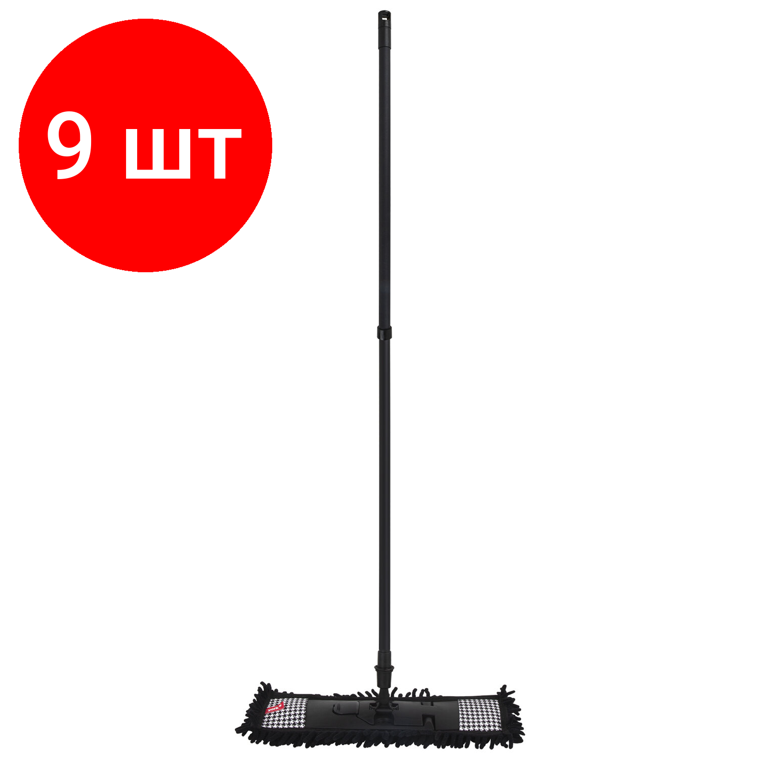 Комплект 9 шт, Швабра с флаундером 39см с насадкой МОП, черенок 85-140см, насадка МОП (608414) Pepita, YORK, 81302