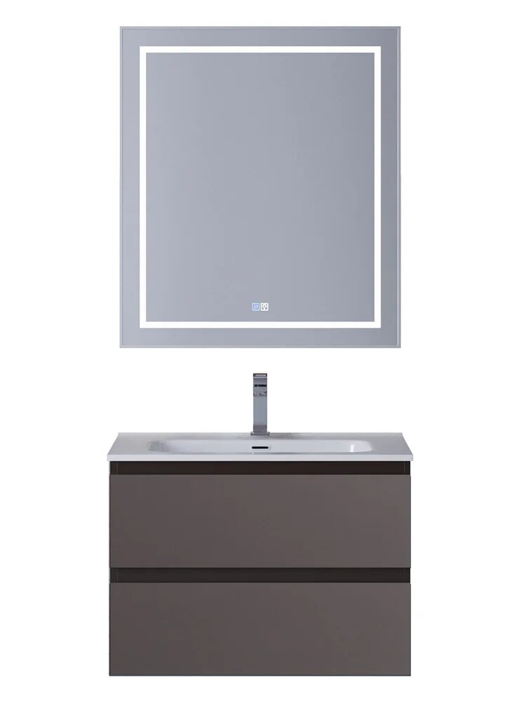 Мебель для ванной комнаты BelBagno Kraft 70 подвесная, матовая темно-серая, раковина bb700etl