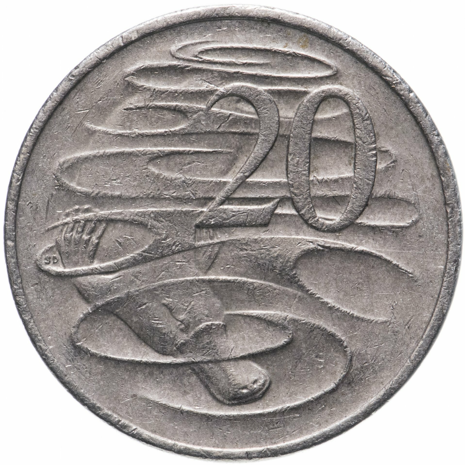 Австралия 20 центов cents 1999-2008 Пожилая королева, Мельхиор медь-никель, в сохранности VF-XF