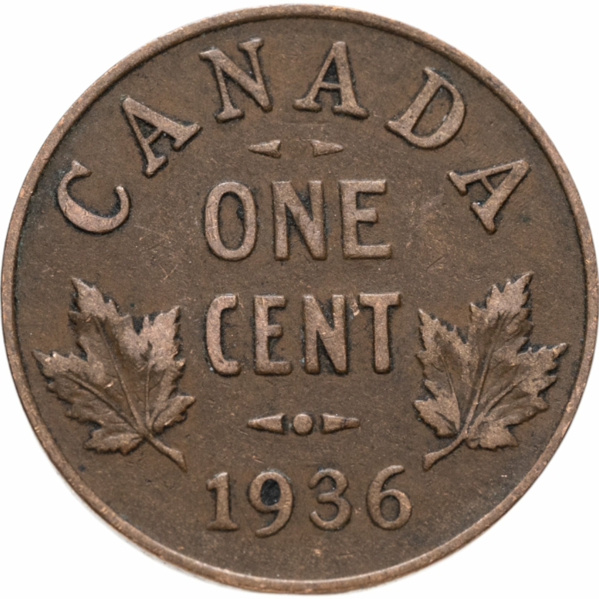 Канада 1 цент cent 1936, Бронза, в сохранности XF
