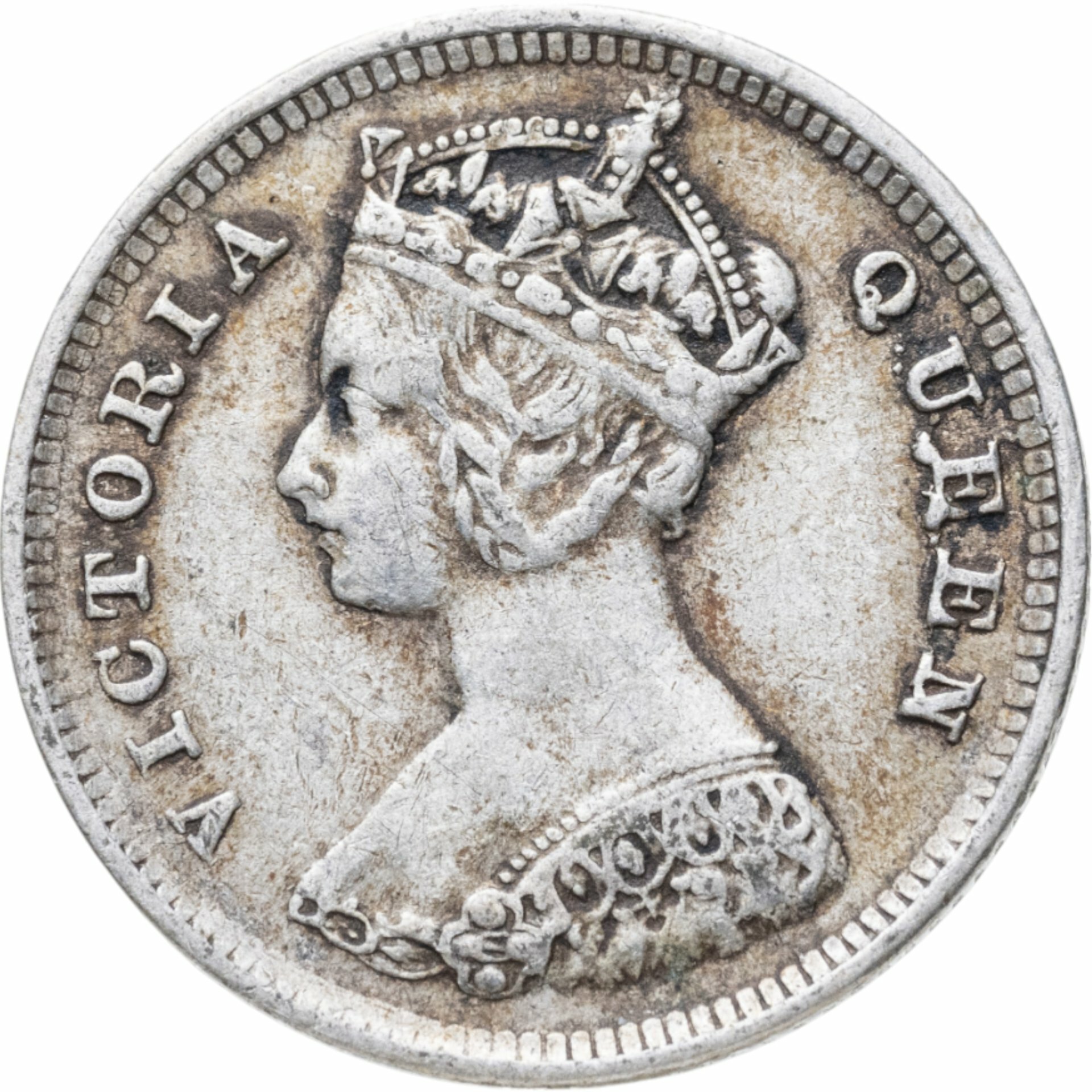 Гонконг 10 центов cents 1893, Серебро 800, в сохранности XF