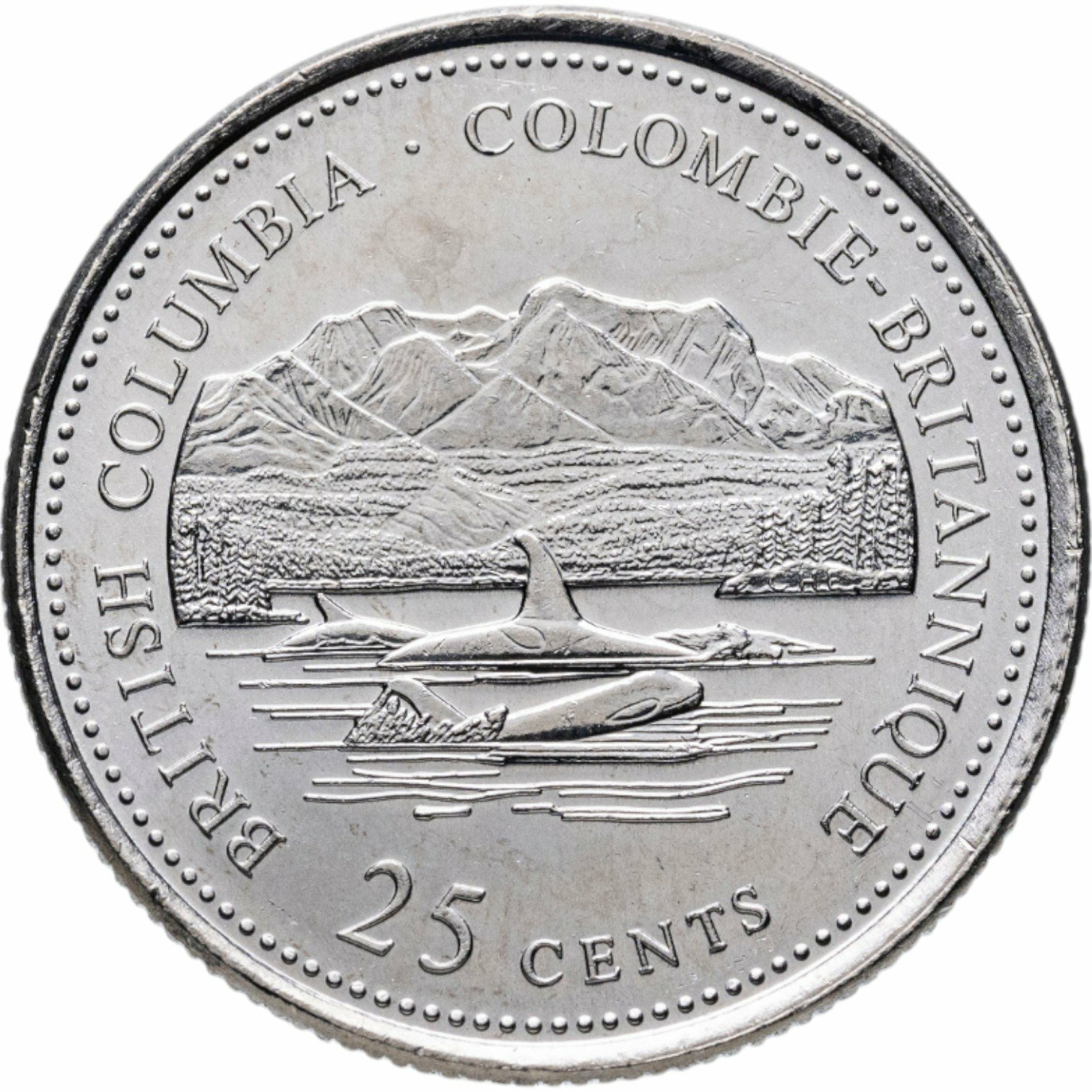 Канада 25 центов cents 1992 125 лет Конфедерации Канада - Британская Колумбия, Никель, в сохранности UNC