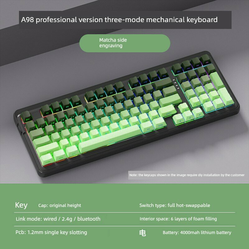 Механическая беспроводная клавиатура Daryou A98 Professional Edition с боковой гравировкой, настраиваемая, RGB, с