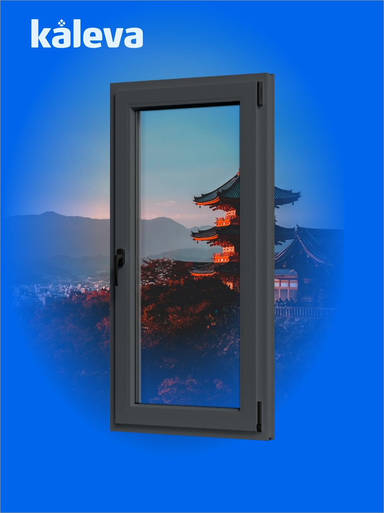 Пластиковое окно Kaleva 100х55 см одностворчатое поворотно-откидное правое двухкамерный энергосберегающий стеклопакет