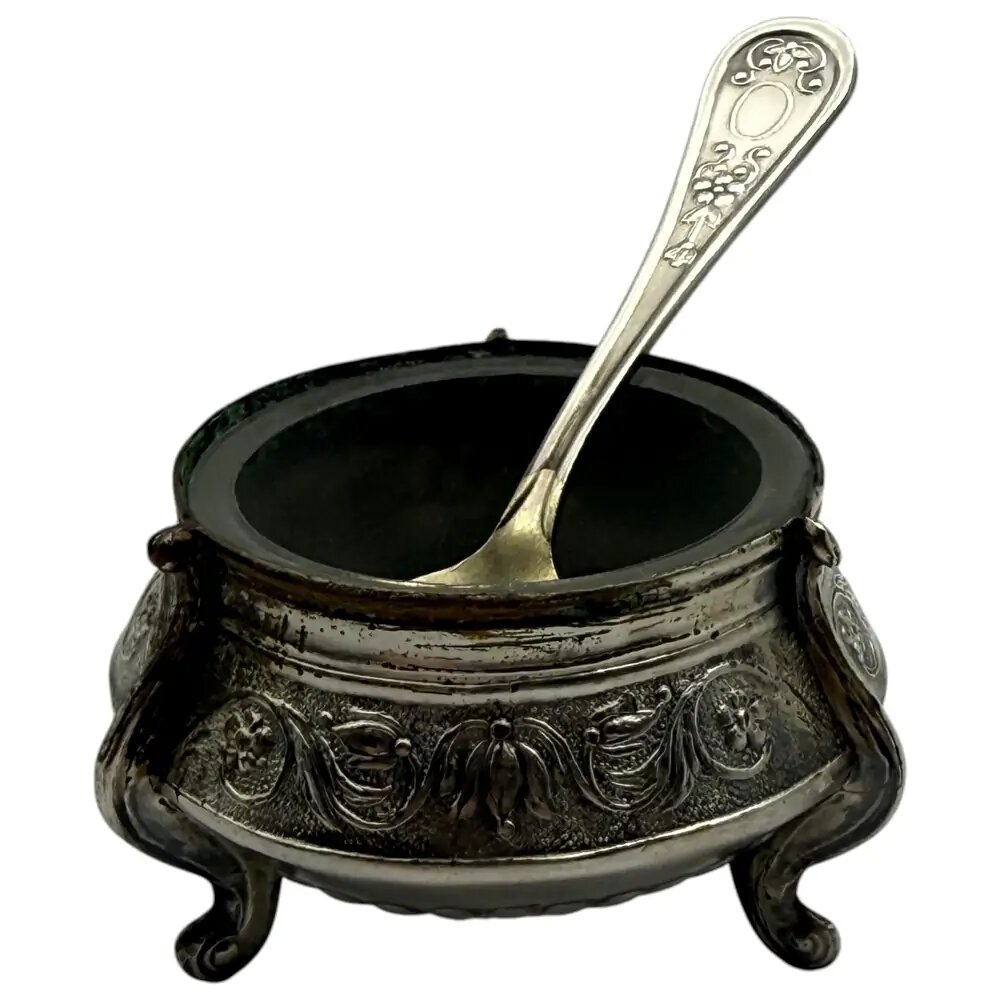 Солонка "Колокольчик" с ложечкой, МНЦ, ЮМ2МЕТ, 1962 г, фабрика "Ювелир", Мстера, СССР