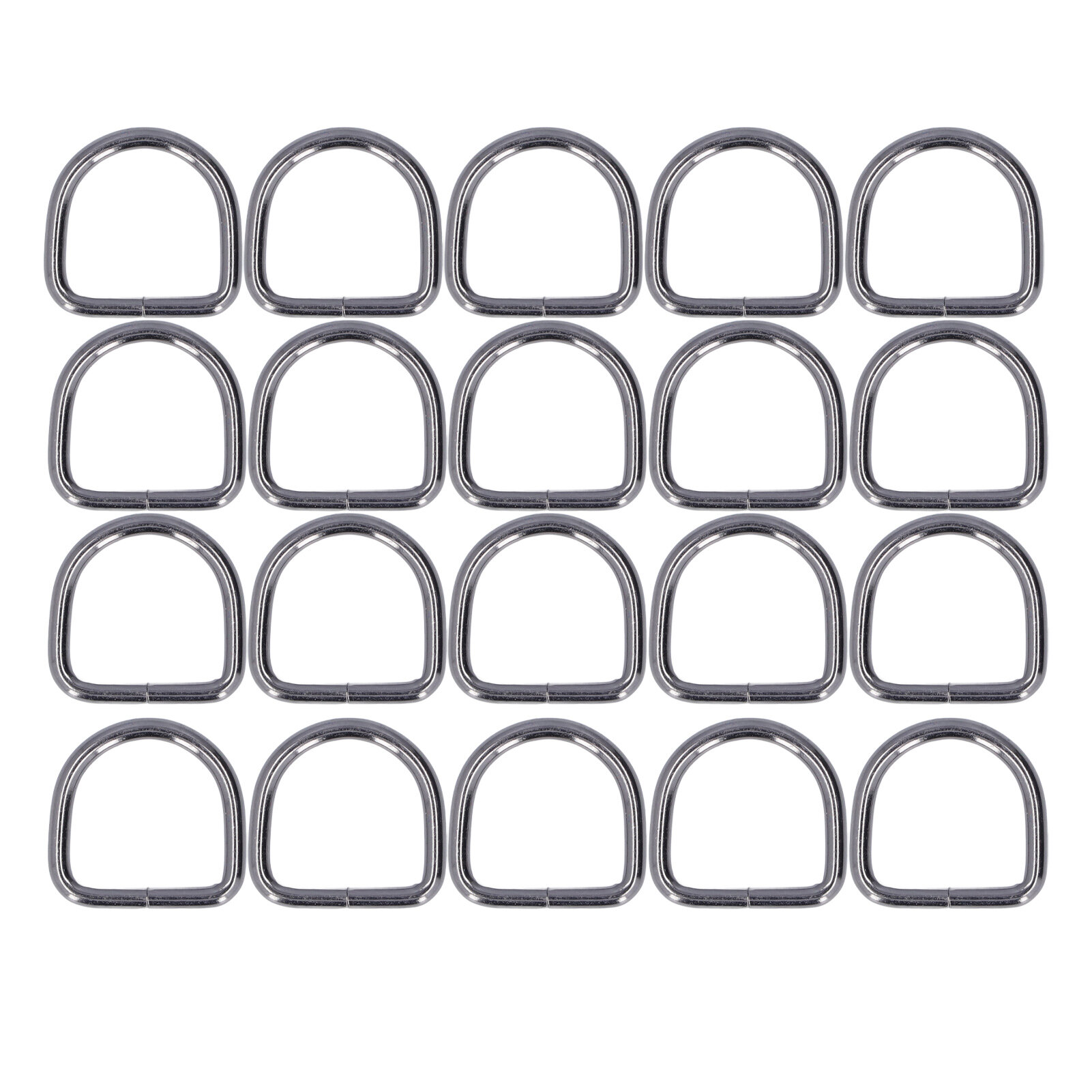 20 шт. Металл D Кольца Премиум Железный прочный прочный глянцевый изысканный изысканный широкий применение D Кольца для одежды Baggray 3.8x25x25mm