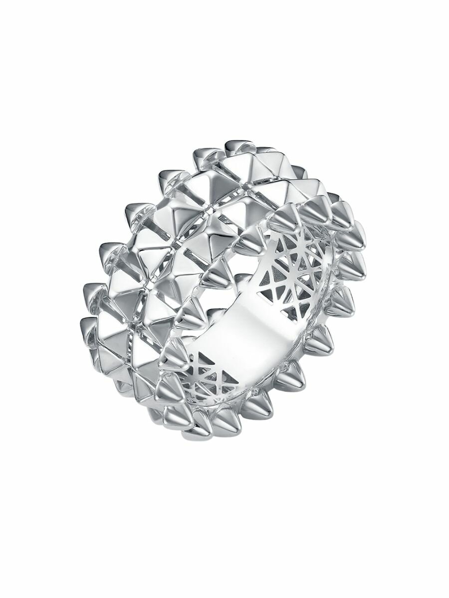 Кольцо широкое, белое золото, 585 проба, родирование