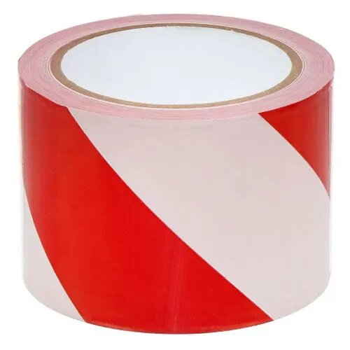 Лента сигнальная Фрегат 75 мм х 100 м красно-белая полипропиленовая для ограждений и разметки