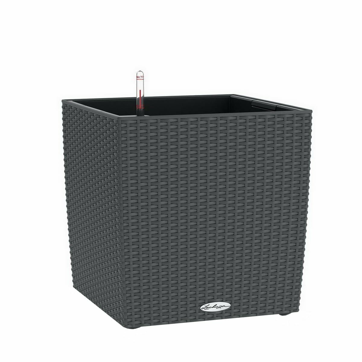 Кашпо Lechuza Cube Cottage 40 с автополивом, 39x39 H40, гранит, матовый/Горшок для цветов Лечуза 31 л