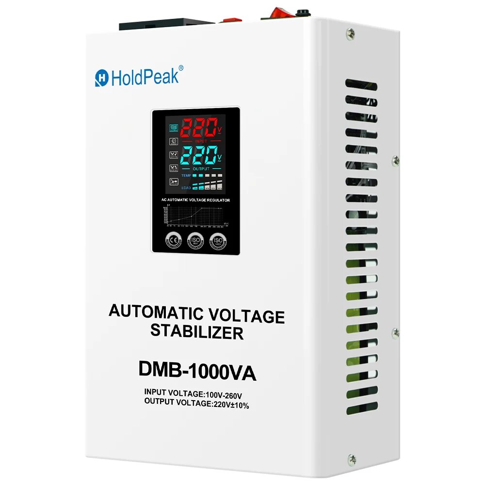 Стабилизатор напряжения HoldPeak DMB-1000VA, однофазный, релейный, 1 розетка, 220В
