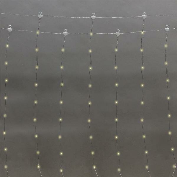 Электрогирлянда NEON-NIGHT Занавес из росы 3х3 м, тепло-белое свечение, 8 режимов, с пультом и USB, с крючками, 300 диодов (LED-CURTAIN-IN-WW)