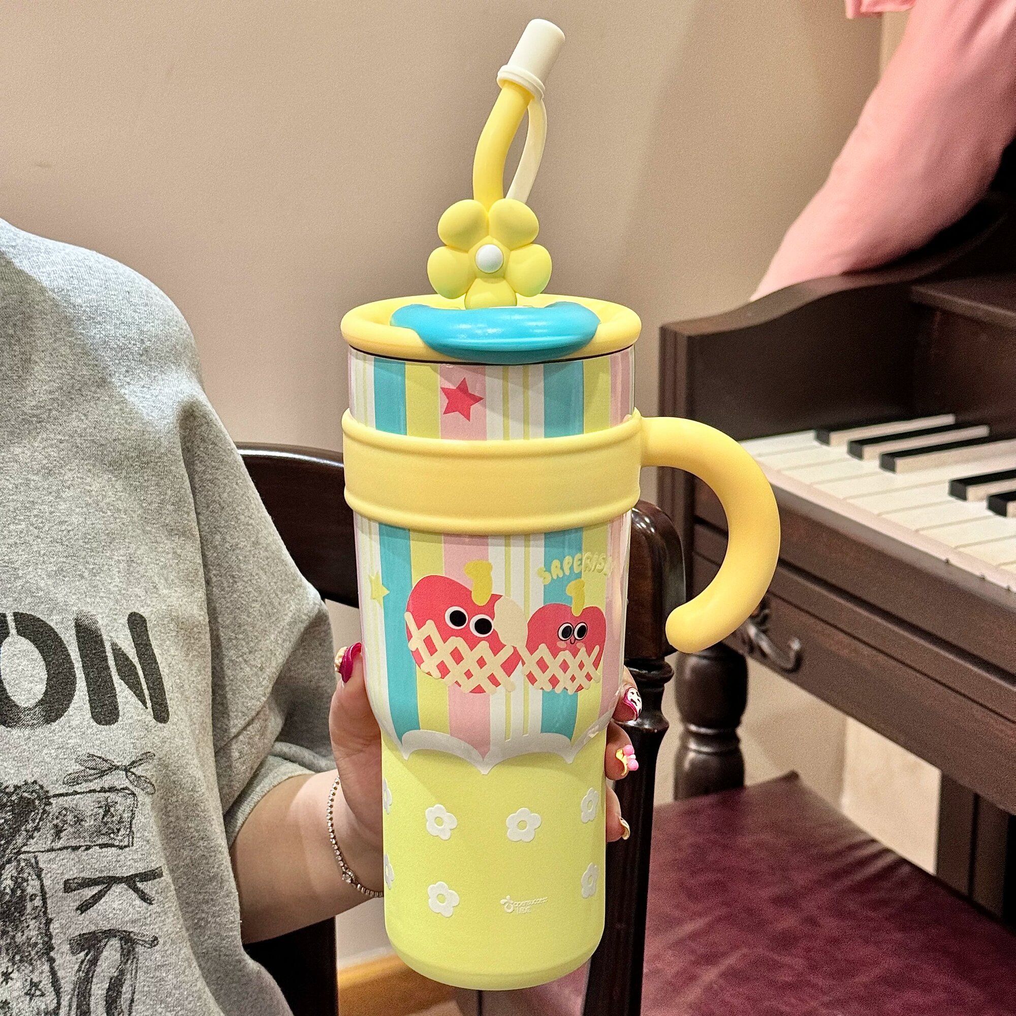 Термос-кружка для кошек, гигантская кружка для льда большой емкости, милая студенческая кружка для воды из нержавеющей