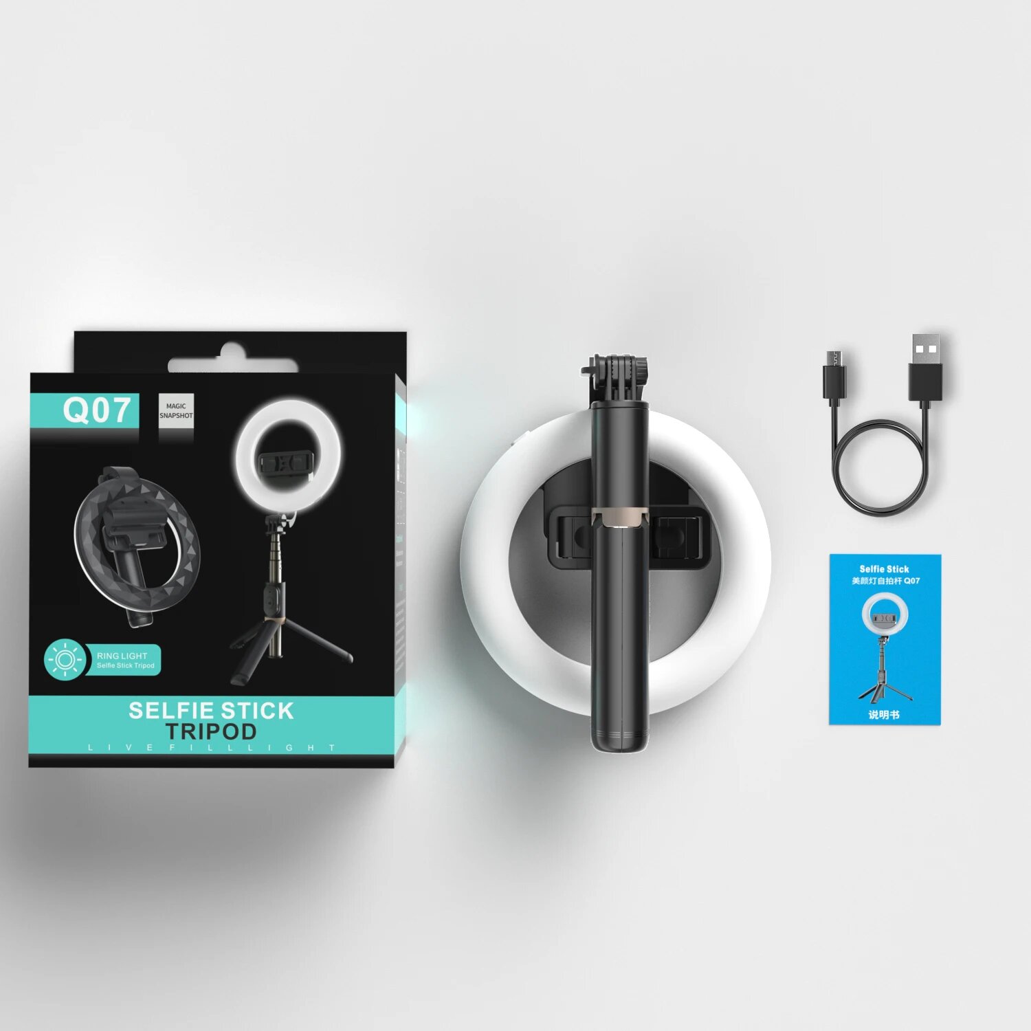 Селфи-палка портативная, 6 дюймов, со стабилизатором