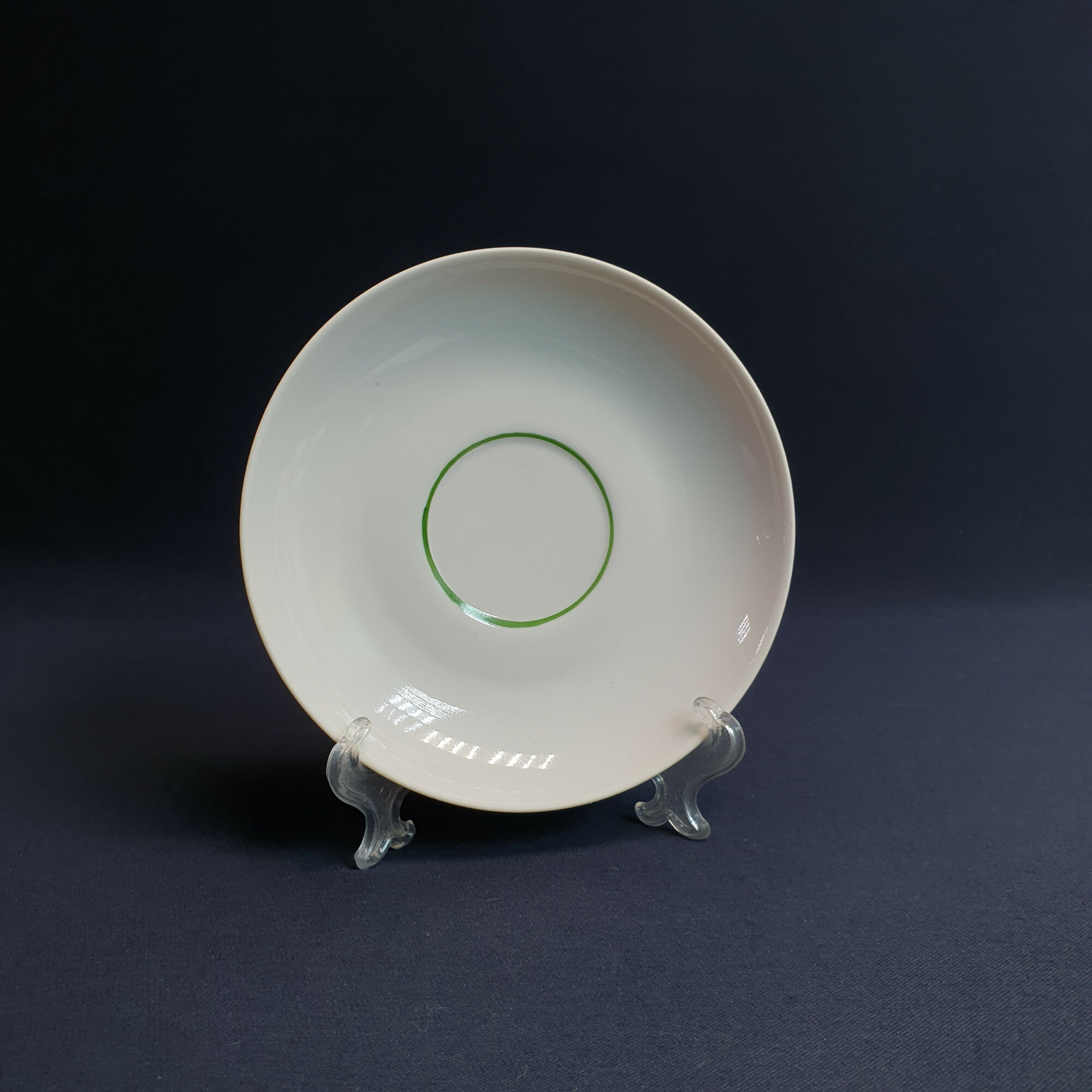 Блюдце Зеленая лента Дулево фарфор 135 мм, винтаж Россия
