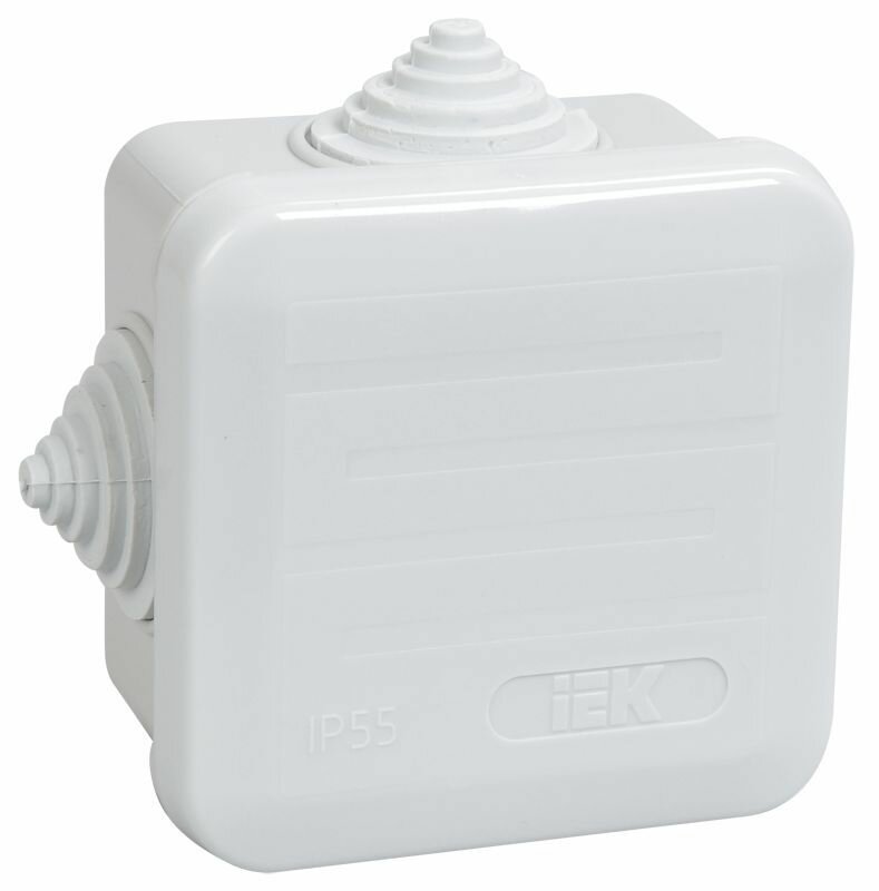 Распаячная коробка IEK 70х70х40 мм, IP44, КМ41236, 4 гермоввода