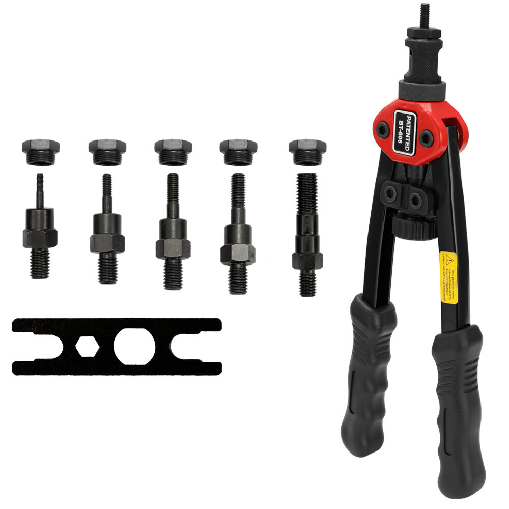 Мануальный заклепочный пистолет BT-606, ручной заклепочный инструмент 300 мм (12 дюймов) для сбережения усилий с матрицами для гаек M-3, M-4, M-5, M-6, M-8