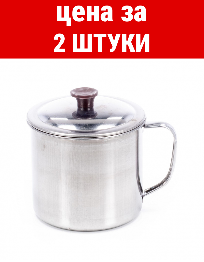 Комплект 2 шт, кружка нерж 10СМ 0.5Л С крышкой ASTELL катунь
