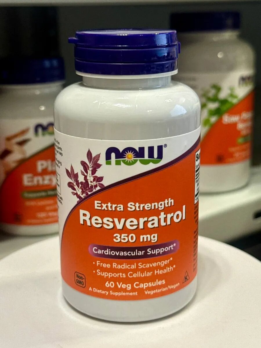 NOW RESVERATROL 350 mg EXTRA STRENGTH — ресвератрол для сердца и иммунитета, 60 капсул