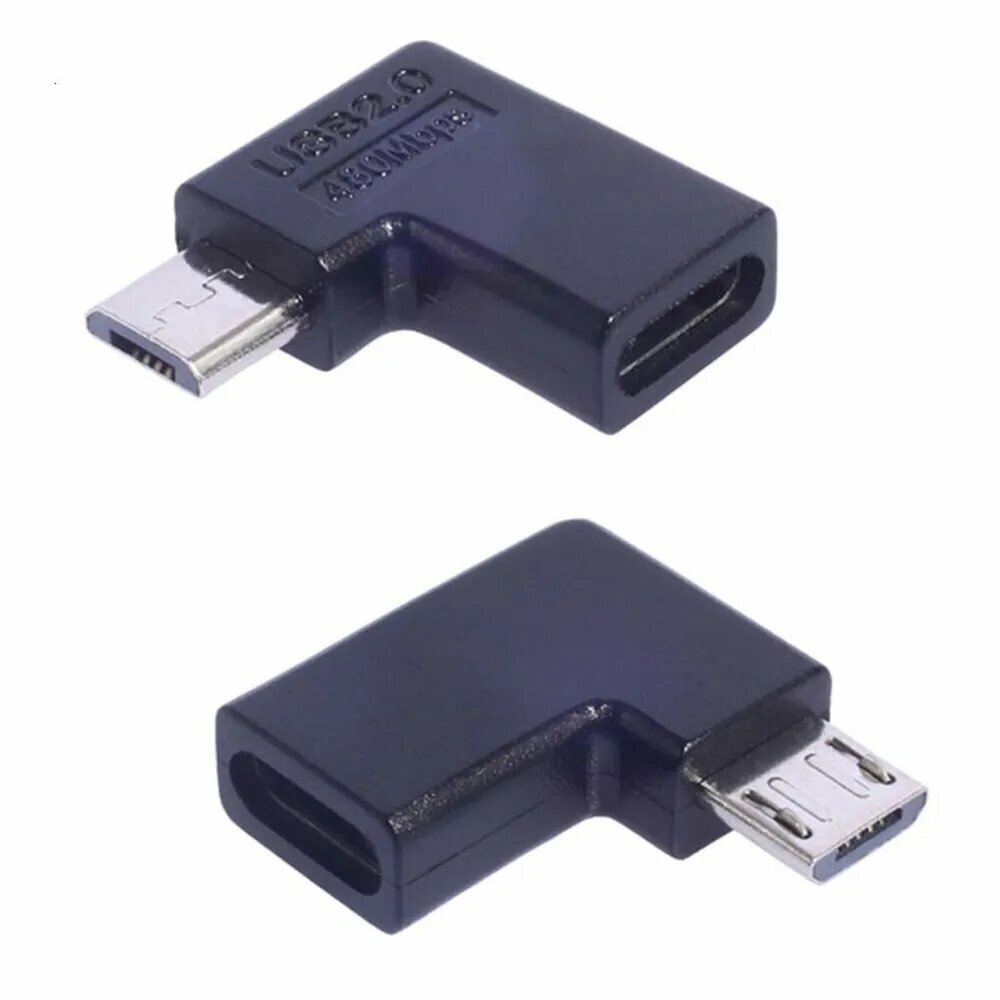 Коннектор,90-градусный отвод от разъема Type C к разъему Micro USB-левый изгиб
