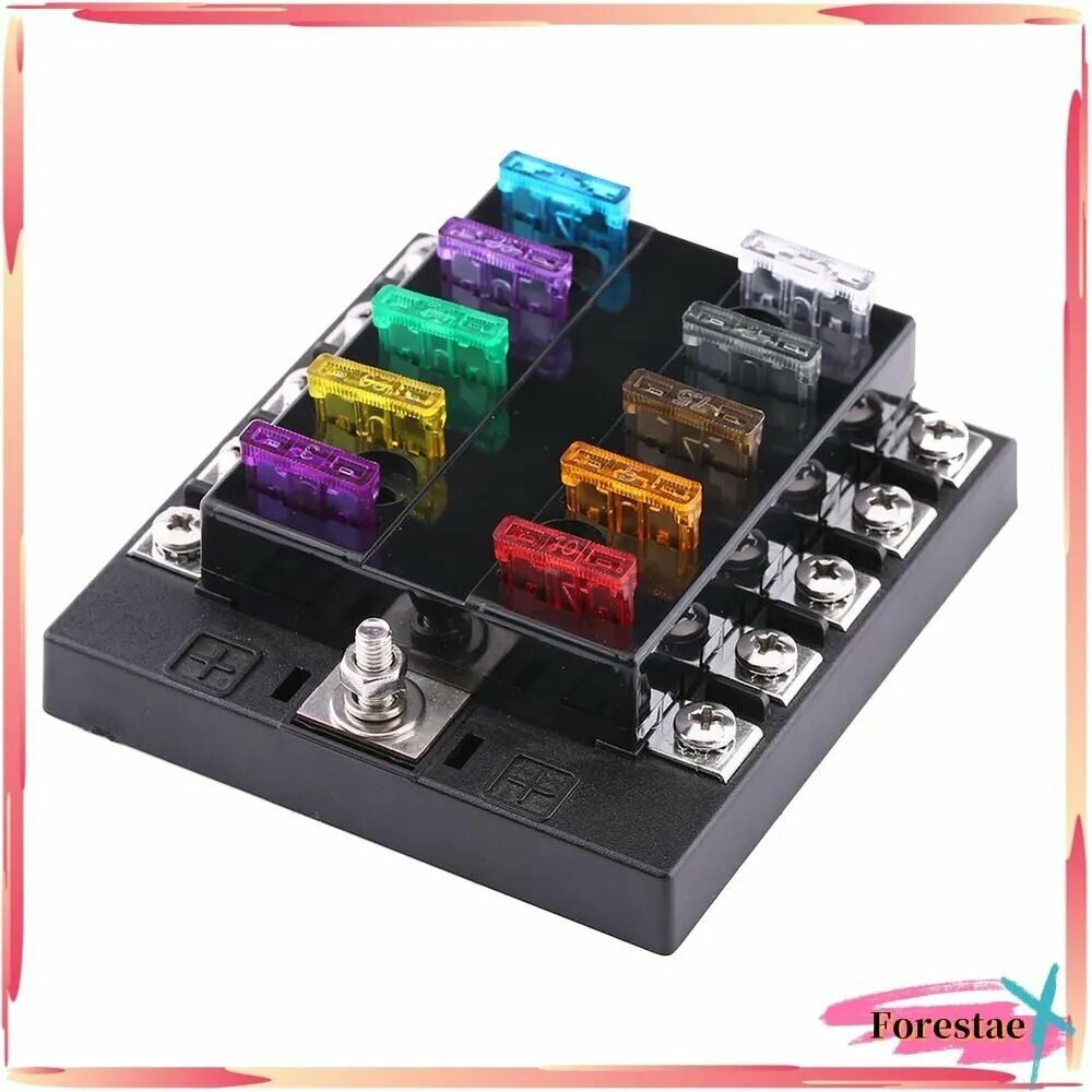 Блок предохранителей 10-позиционный, прозрачный, для автомобилей и лодок