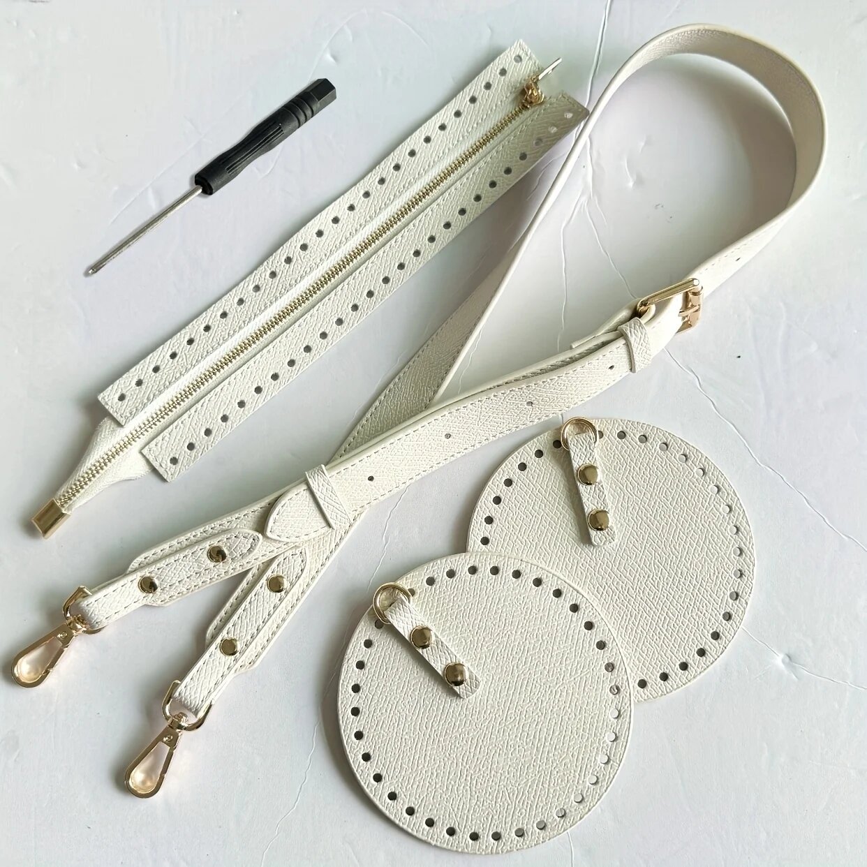 Набор для создания сумки из искусственной кожи с текстурой дракона Pearl White