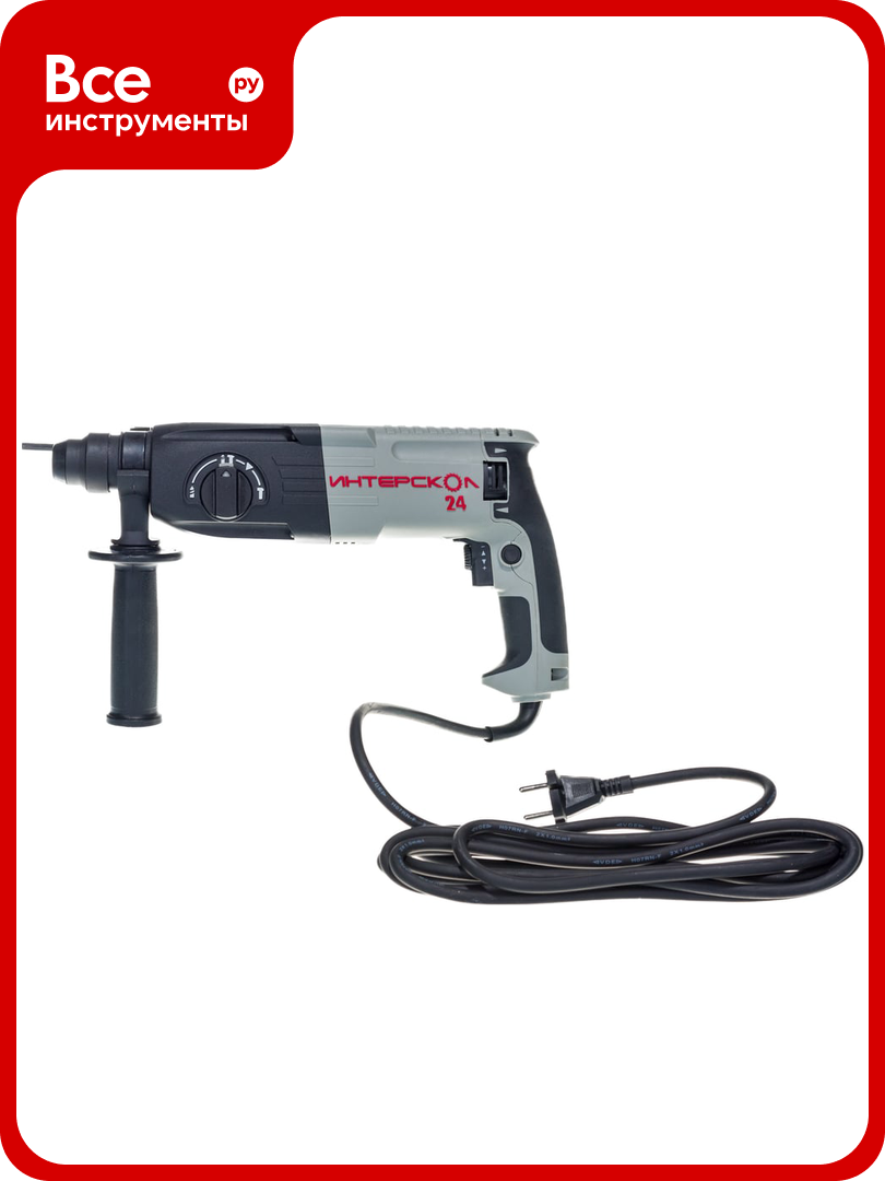 Перфоратор Интерскол П-24/700ЭР 720 Вт, 3 режима, 2.6 Дж, 0-5080 уд/мин, sds-plus, чемодан, полупрофессиональный инструм
