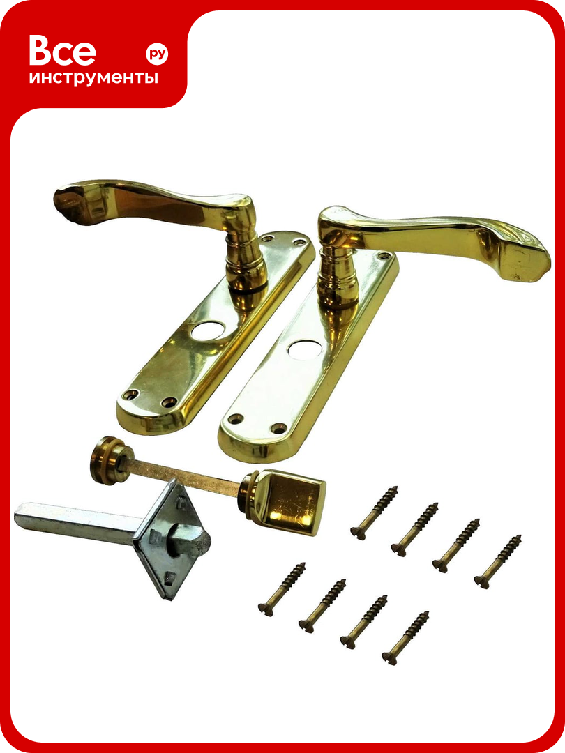 Дверные ручки на планке Левша 1150М под фиксатор FioreBronzo, латунь, цвет золото У4-8745. З