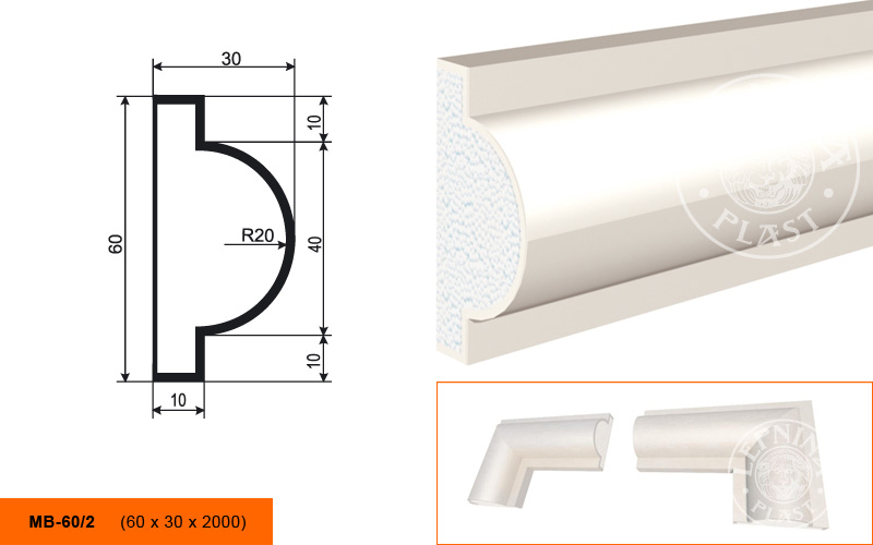 Фасадный Молдинг Lepninaplast MB-60/2 В60хШ30хД2000 мм / Лепнинапласт