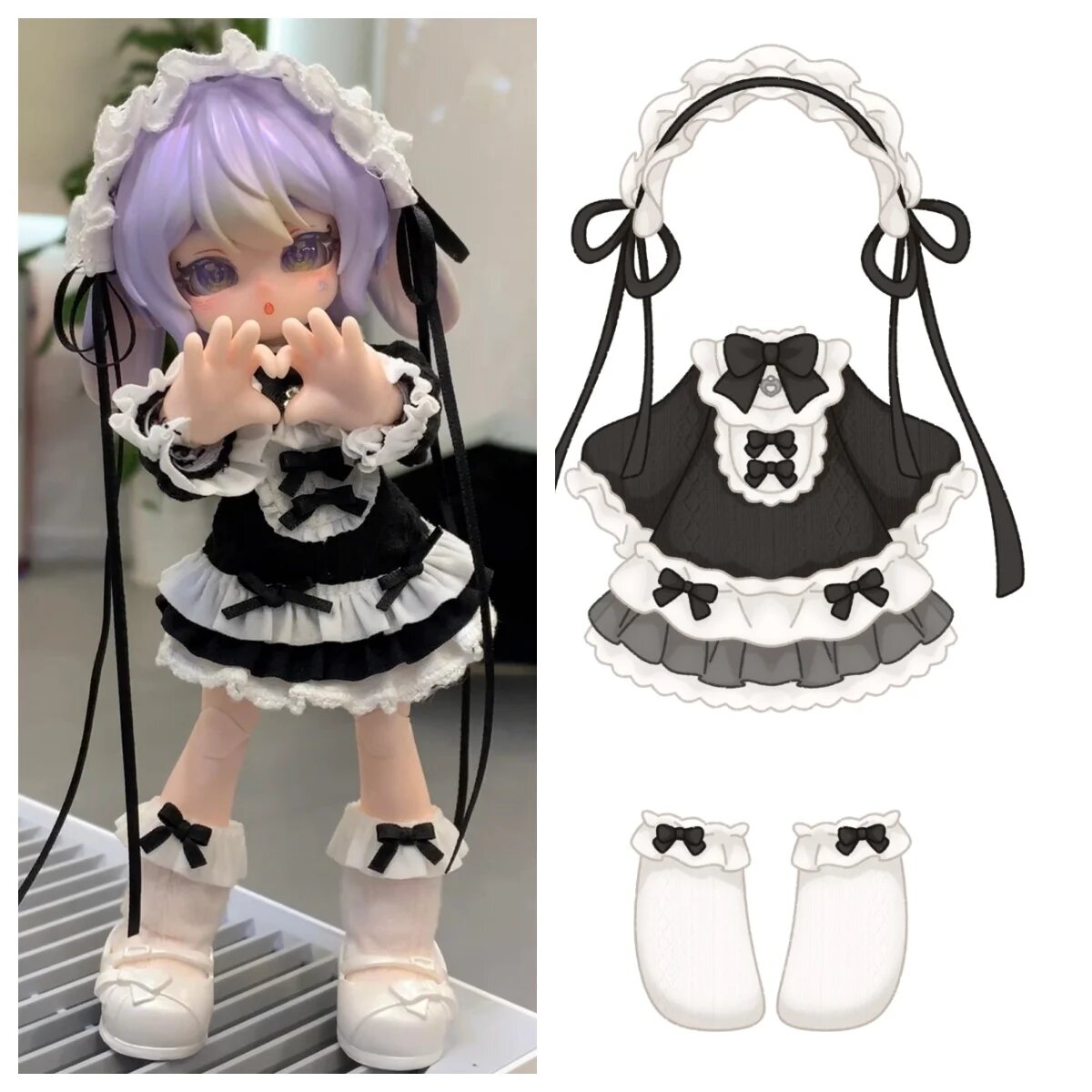 MINISO Luna For Moon Series 12-точечная глухая коробка с куклами Черный, Only clothes no doll