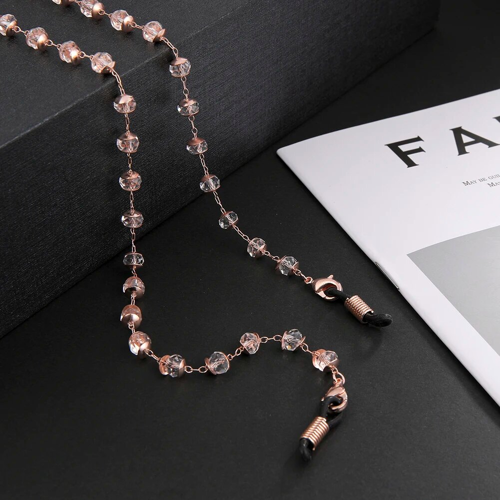 Хрустальная цепочка для очков Rose Gold Style D
