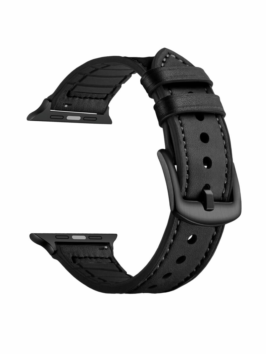 Комбинированный ремешок Caweon Omega для Apple Watch 44/45/46/49 мм DSP-11-42-BK Black