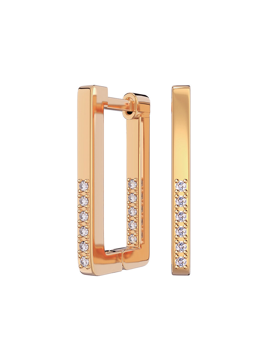 Серьги, красное золото, 585 проба, бриллиант