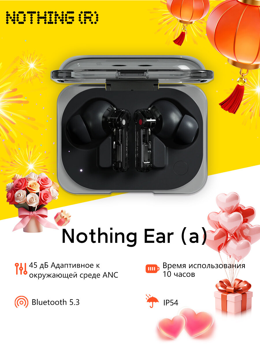 Наушники беспроводные шумоподавлением Nothing Ear (a), Черный