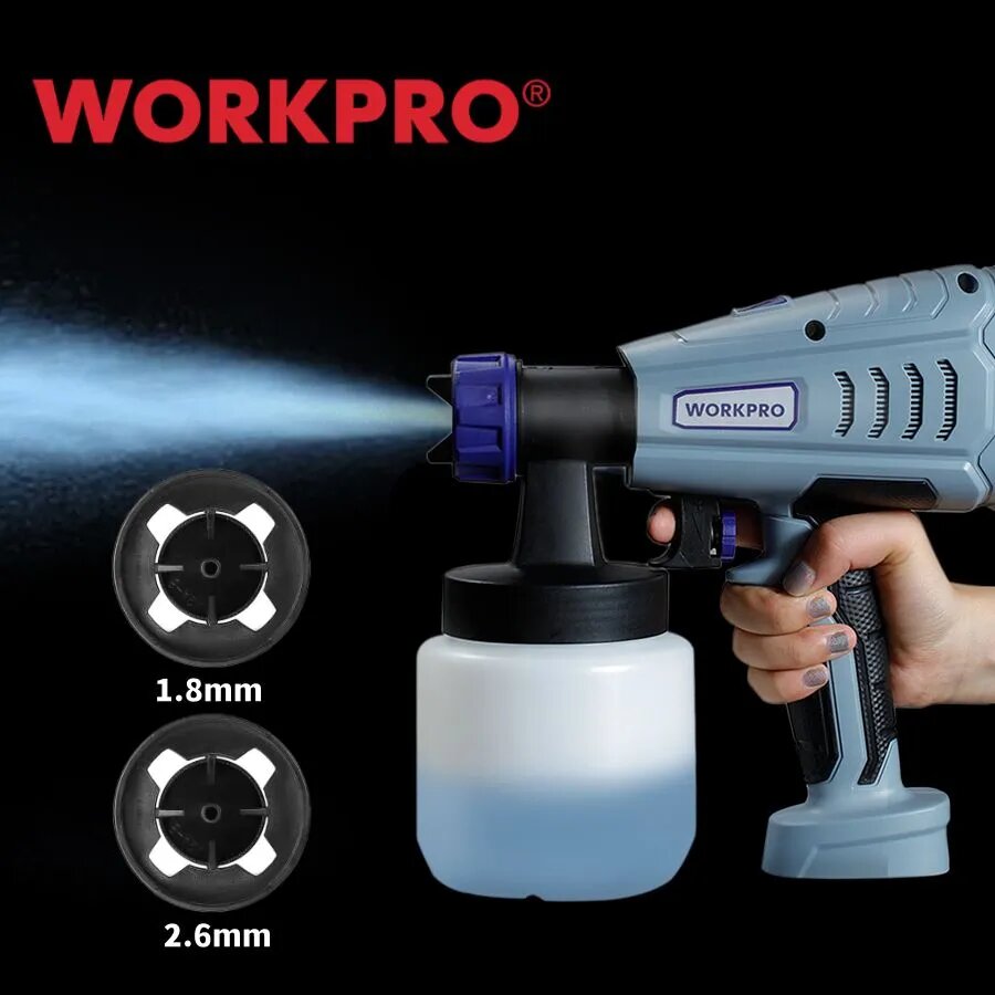 WORKPRO 550 Вт HVLP электрический краскопульт с 3 режимами покраски для самостоятельной покраски в домашнем декоре