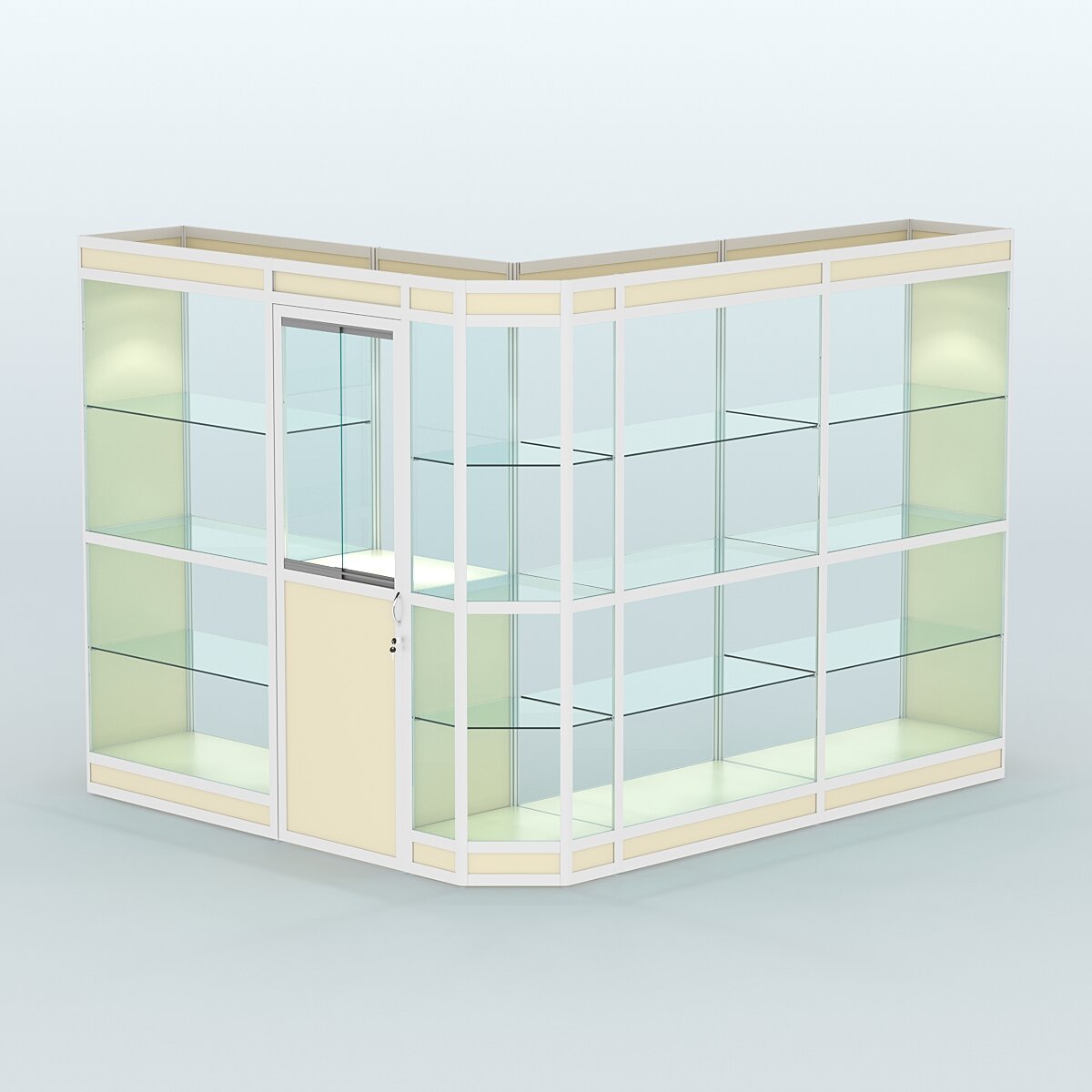 Павильон из профиля угловой №3в (5,5 кв. м), Крем Вайс