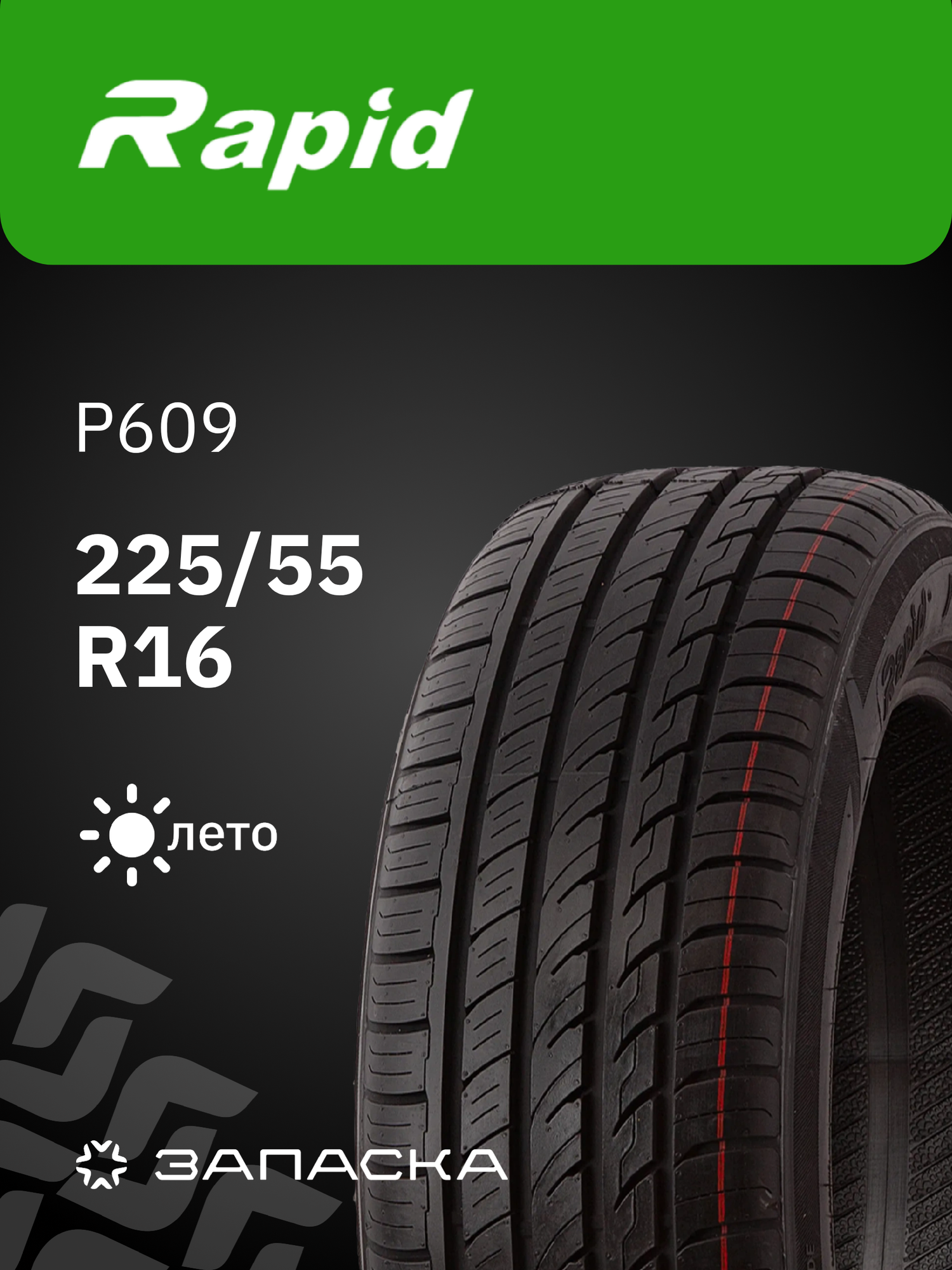 Шины летние 225/55R16 Rapid P609 99V