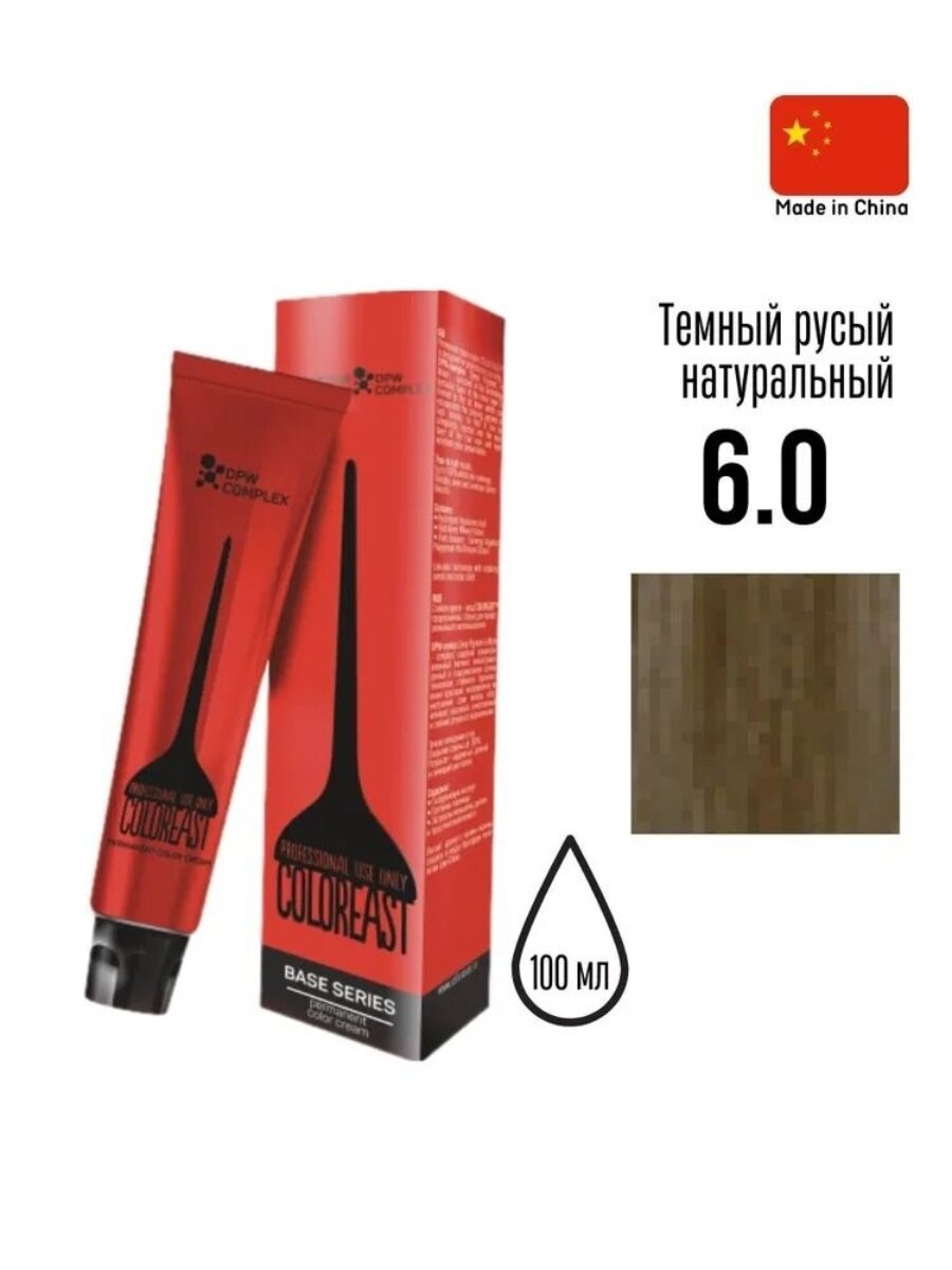 Краска-уход COLOREAST 6.0, темный русый, натуральный, крем, 100мл