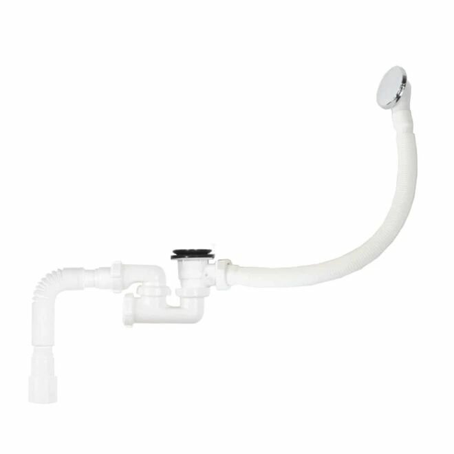 Сифон для ванны с переливом-автоматом 1 1/2х40/50 с гофротрубой Aquant V672-18-MR
