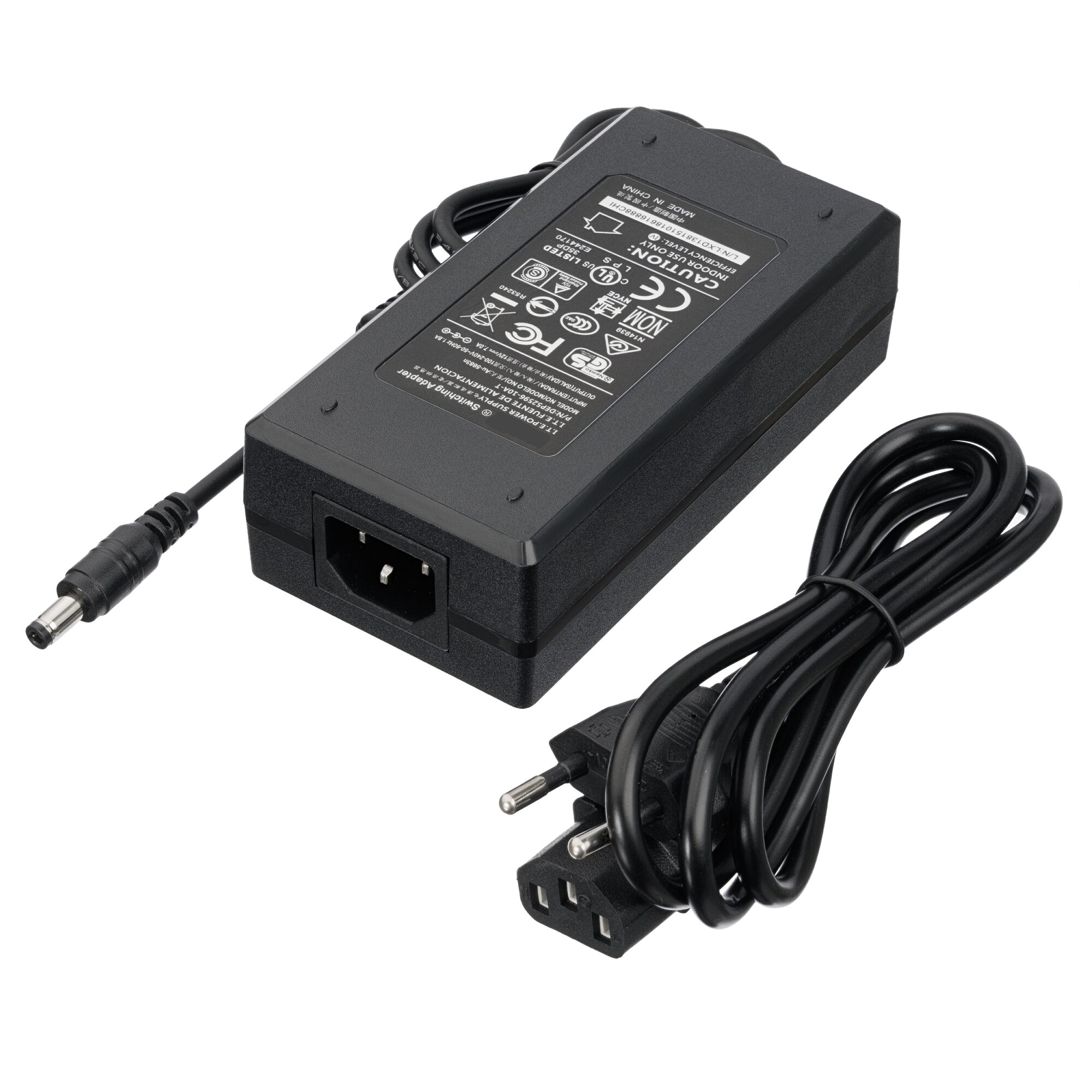 Блок питания для монитора 12V, 7A, 84W, 5.5x2.5мм с сетевым кабелем