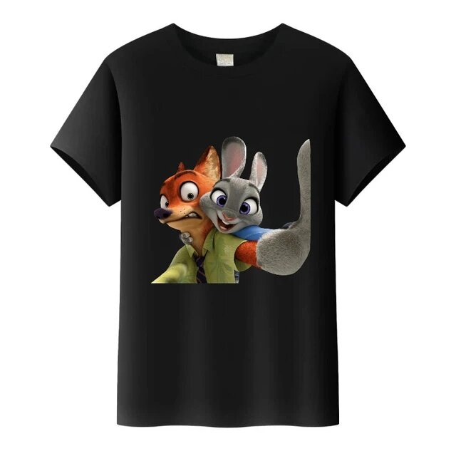 Забавная белая футболка Disney Zootopia Nick Wilde Friends с рисунком Ника Уайлда для девочек, в стиле Y2K, футболки для мальчиков, семейные топы, мужские рубашки, детская одежда, женские футболки.