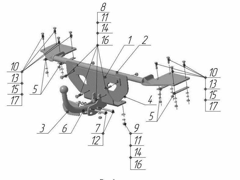 Фаркоп для FIAT Albea 2003-2012 Тип шара: A. Нагрузки: 1200/75 кг, FA 01