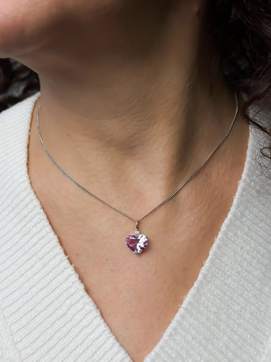 Подвеска, серебро, 925 проба, родирование, фианит, сапфир синтетический