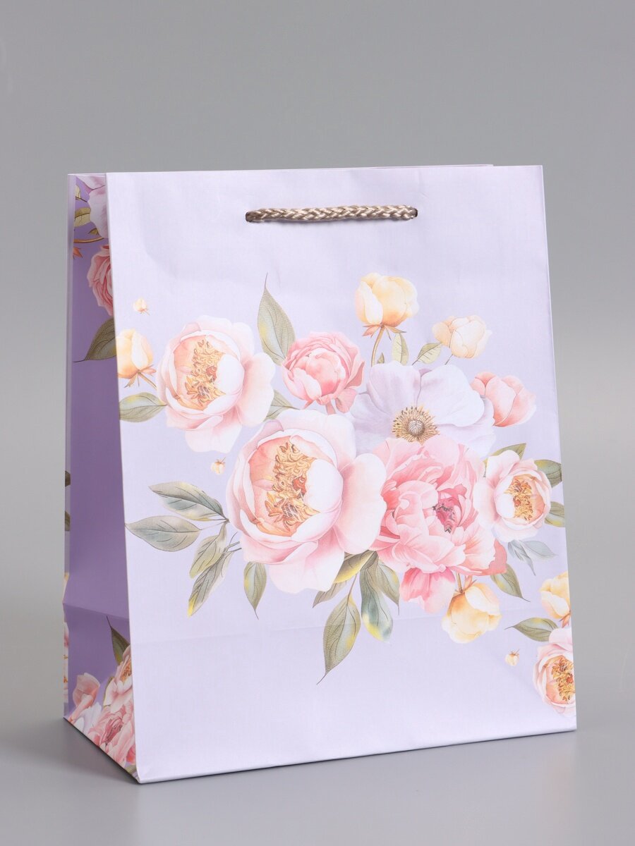 Пакет подарочный ламинированный «Цветочная симфония», 18×22.3×10 см