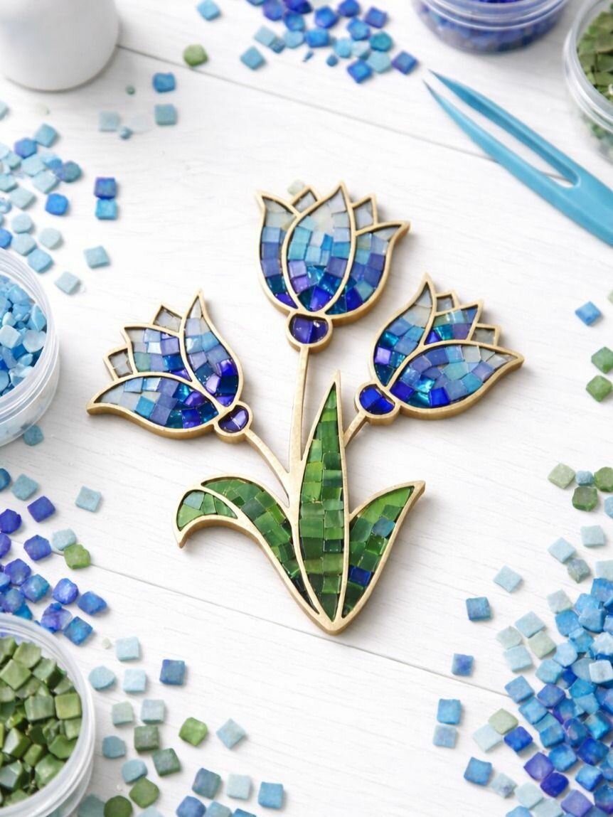 Набор для творчества стеклянная мозаика Луговые цветы .