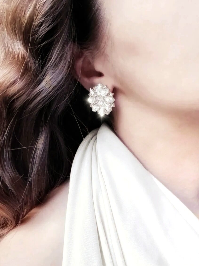 Серьги клипсы, кристаллы Swarovski