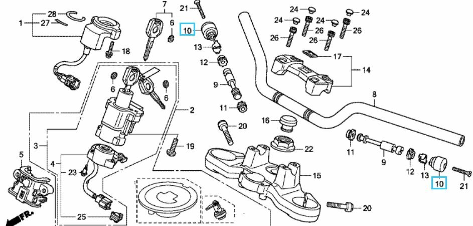 Грузик руля мотоцикла Honda; Артикул Honda: 53104MY9751 (Оригинал)