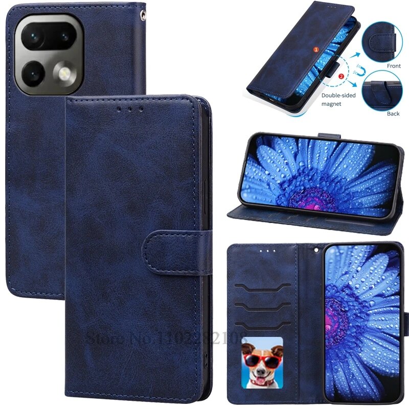 Чехол-книжка из кожи для Realme 16 Pro Plus, 2 модели, Синий, Blue, For Realme 16ProPlus