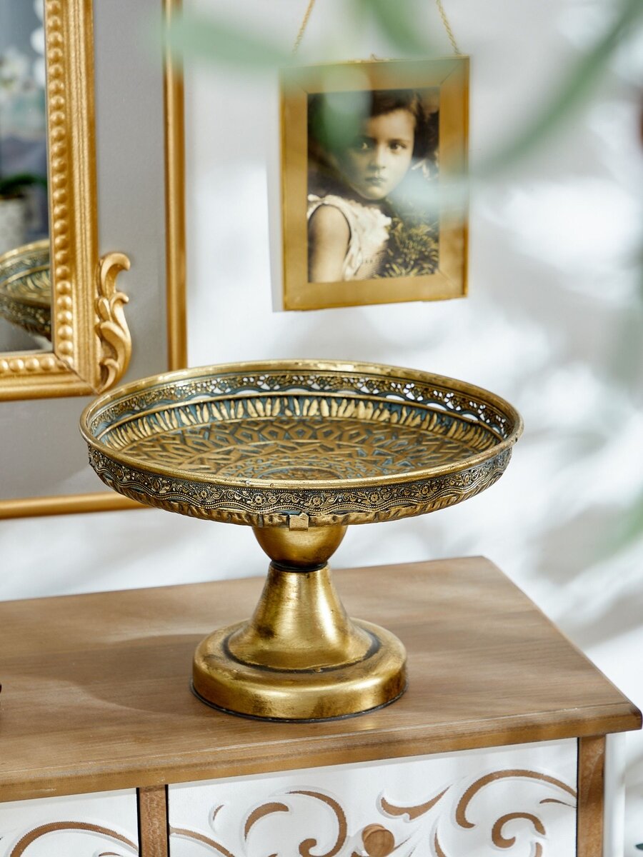 Блюдо Glasar "Алжир" 57-281, на ножке, металл, 37 см х 37см х 23 см