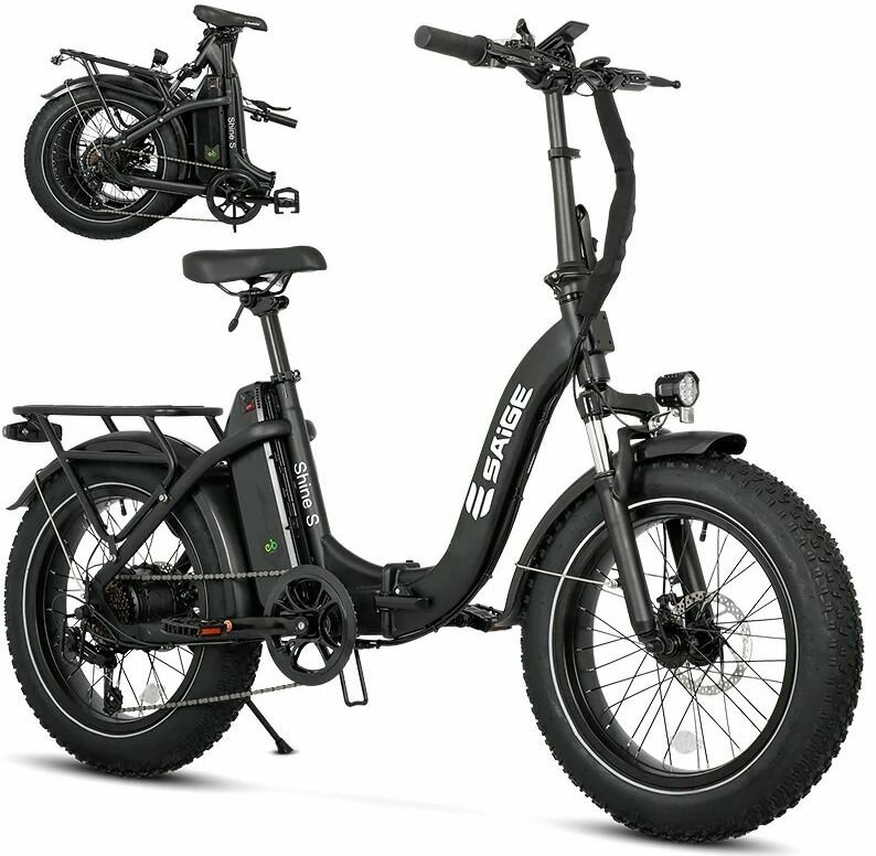 Электровелосипед Saige Shine S (48V/13Ah) - Чёрный, складной